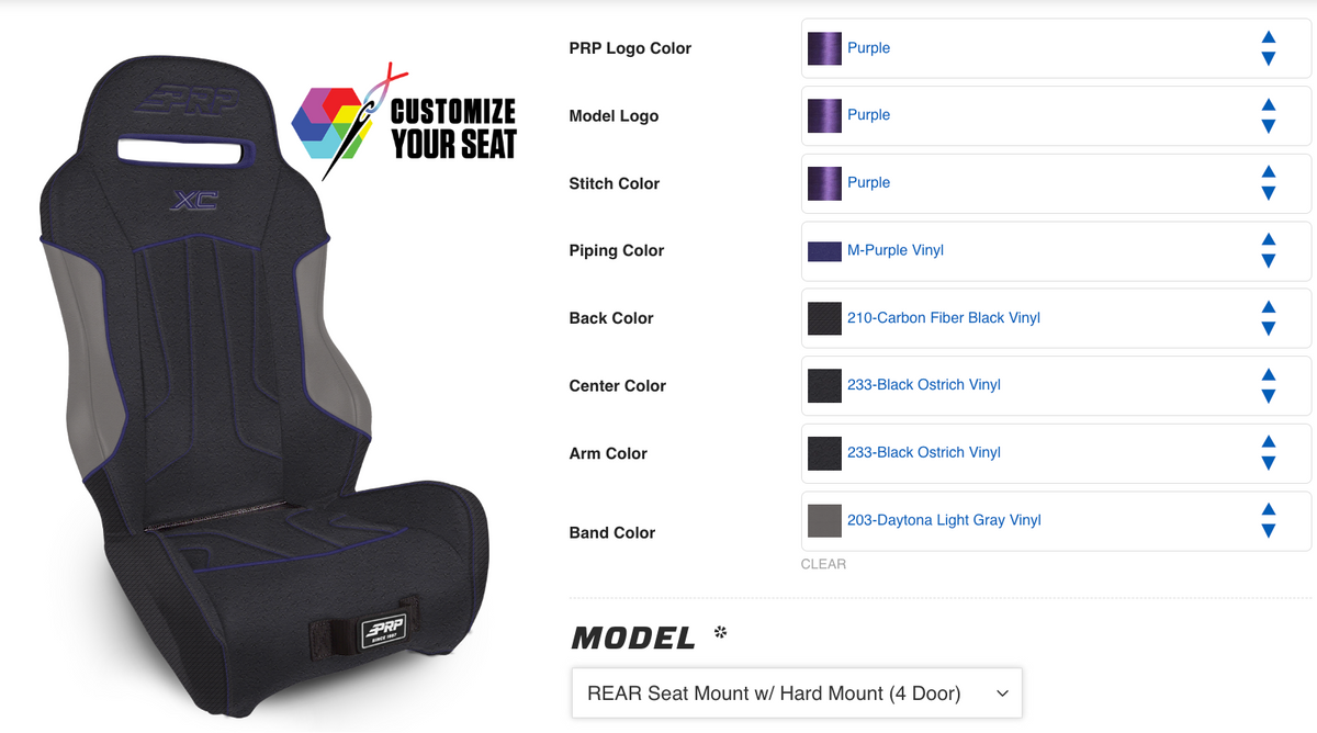 Custom Prp Xc Rear Seats Rzr Turbo R For Sp Rockpeak Utv
