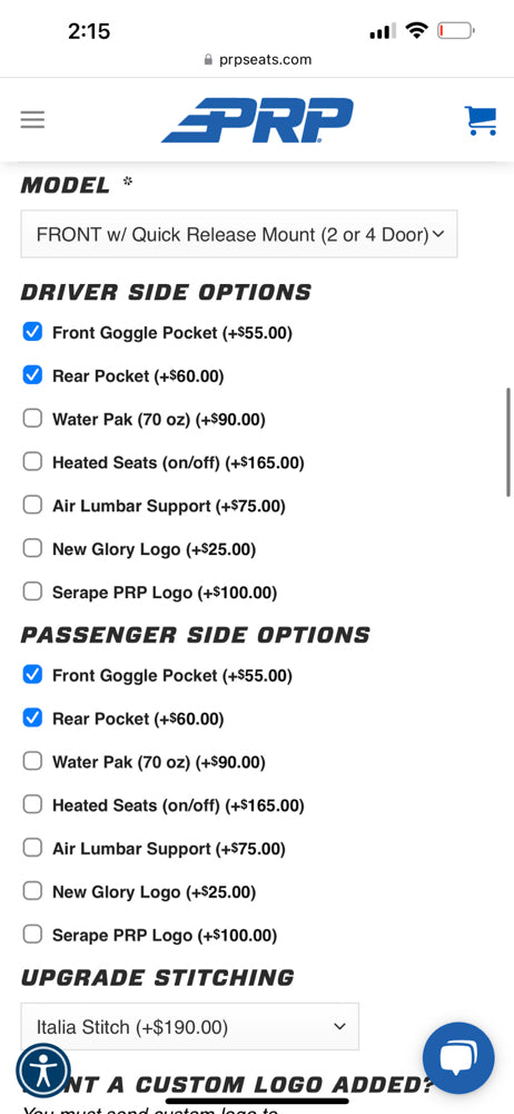 PRP GT3 Custom seat configuration – RockPeak UTV
