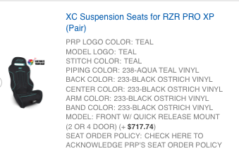 PRP Custom XC Front Seats with Quick Release for RZR Pro - SP ...