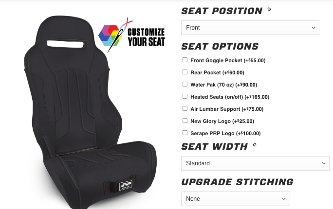 Custom PRP XC Seat for 2016 RZR Turbo - MC – RockPeak UTV