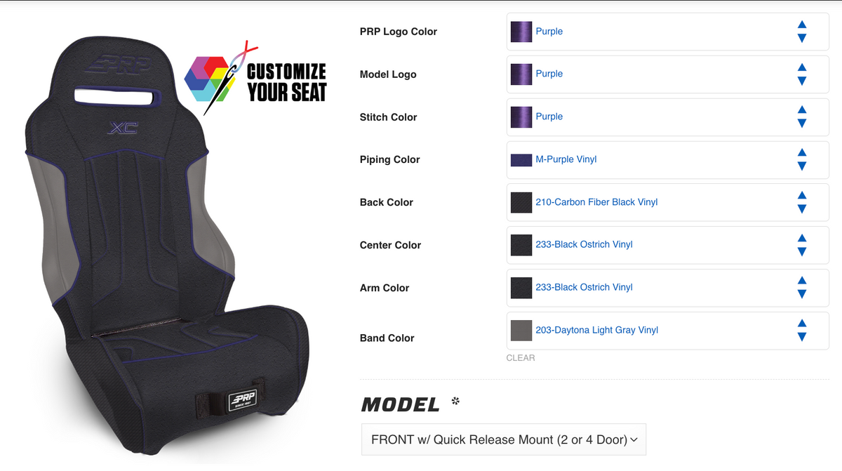 Custom PRP XC Front Seats RZR TURBO R for SP – RockPeak UTV
