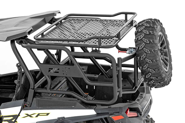 ROUGH COUNTRY Tubular Rear Cargo Rack Spare Tire Mount | Polaris RZR X ...