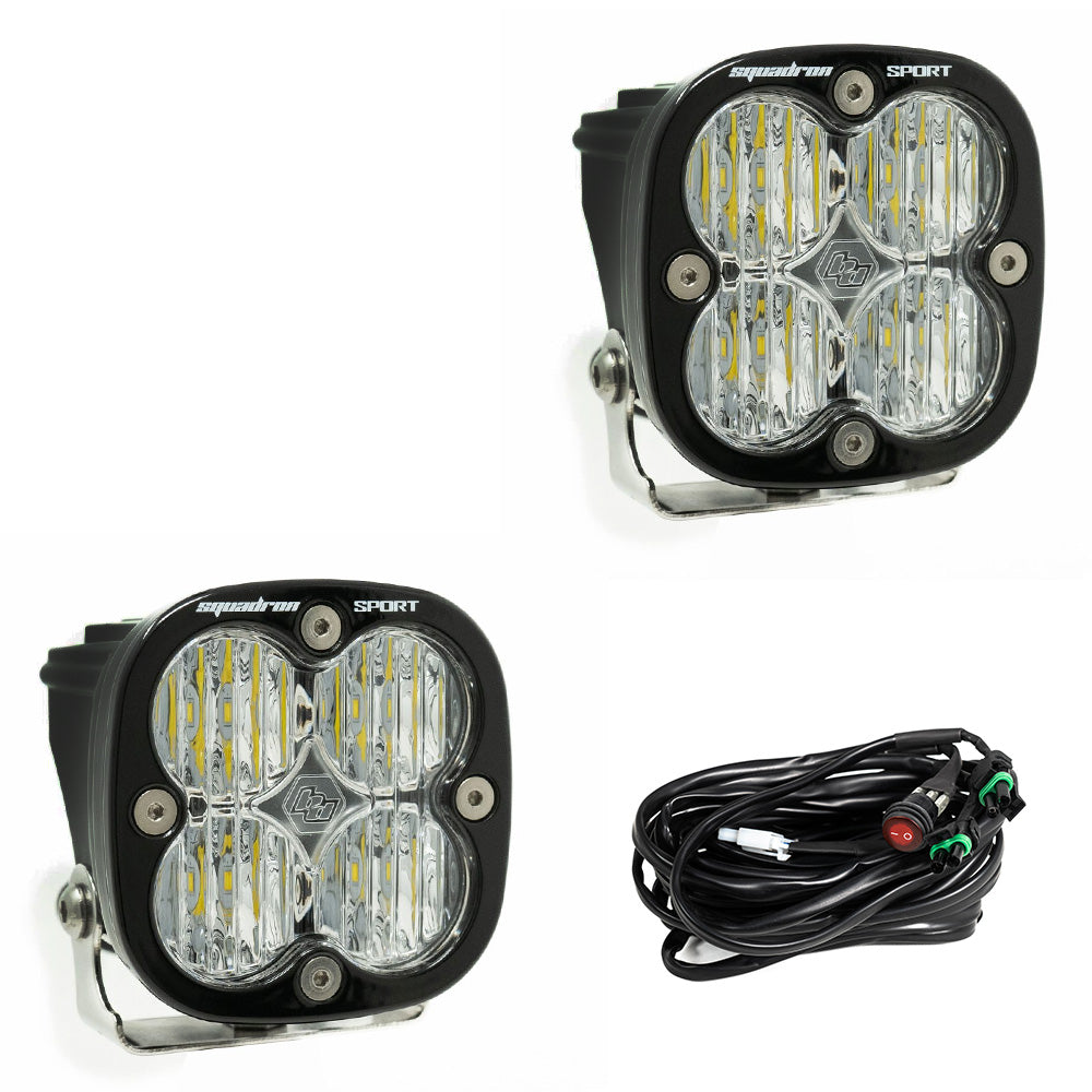 LED Light Pods Clear Lens Wide Cornering Pair Squadron Sport Baja Desi ...
